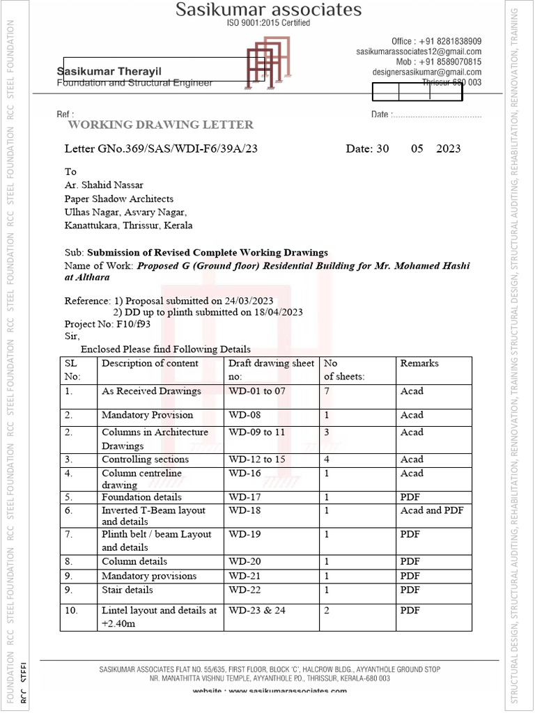 Revised Working Drawings Submission | PDF | Civil Engineering ...