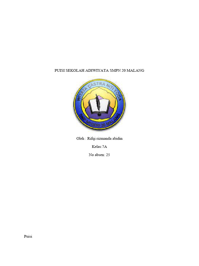 Puisi Sekolah Adiwiyata Smpn 20 Malang Pdf
