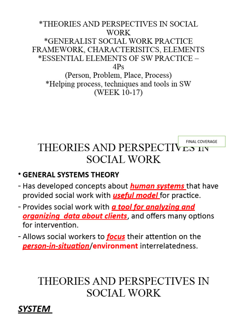 Theories-Perspective-Process-Techniques-Tools-Week-10-17 | PDF | Behavioural Sciences | Psychology