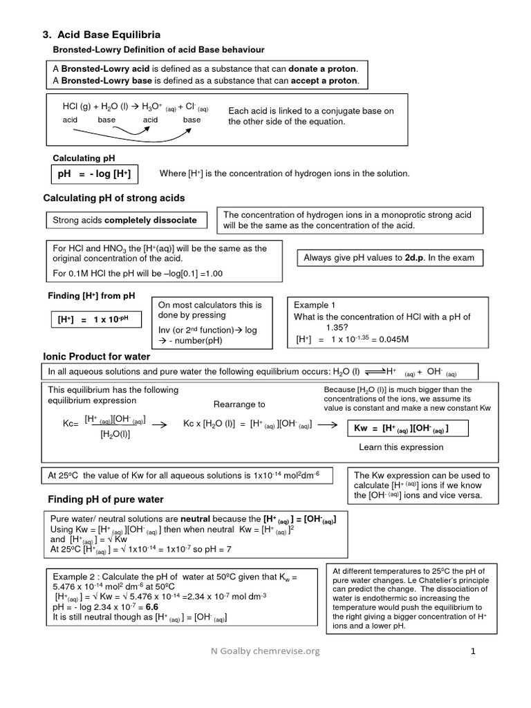 Mod 4 Revision Guide 3 Acid Base Equilibria | PDF | Buffer Solution | Acid
