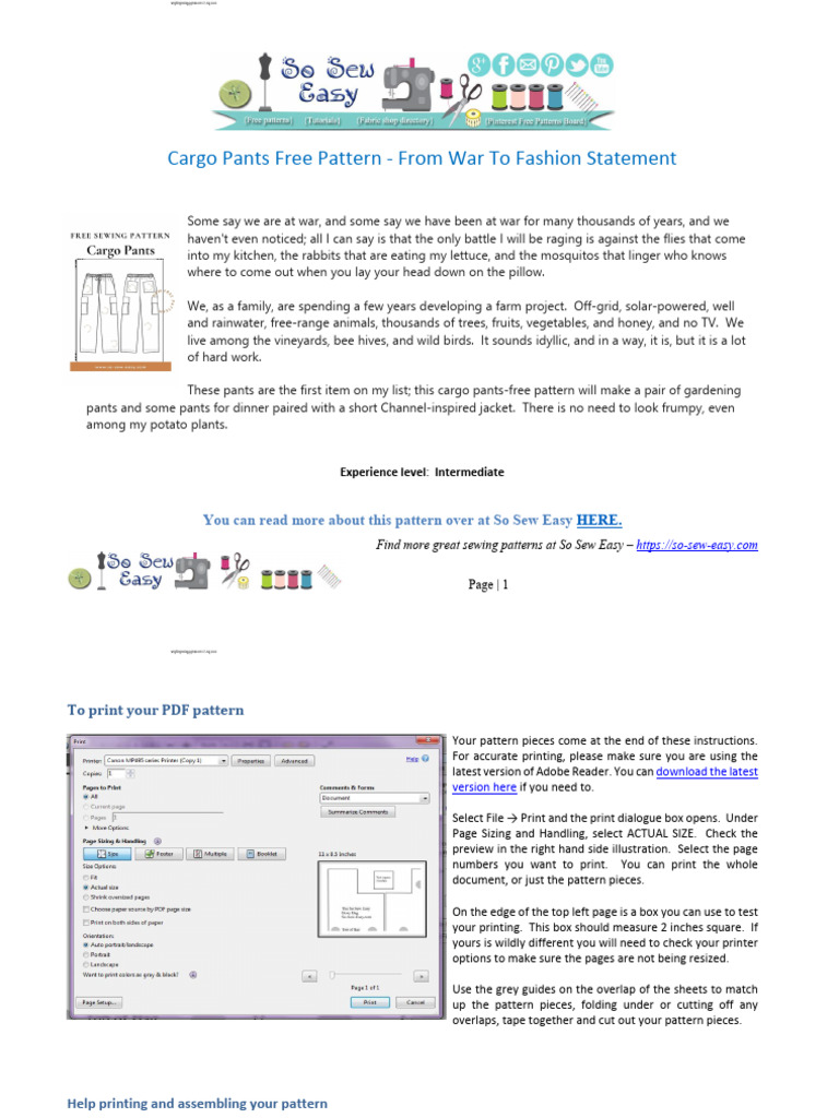 Cargo Pants Pattern Final | PDF | Sewing | Textile Arts