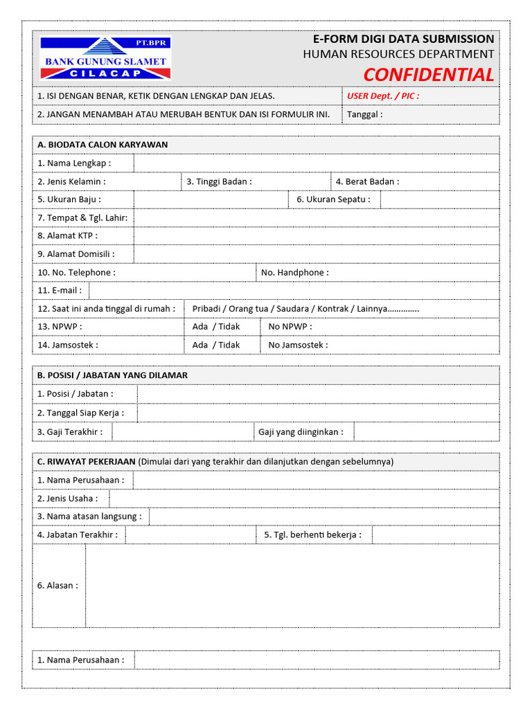 E-Interview Form Bank Gunung Slamet | PDF | Ilmu Sosial