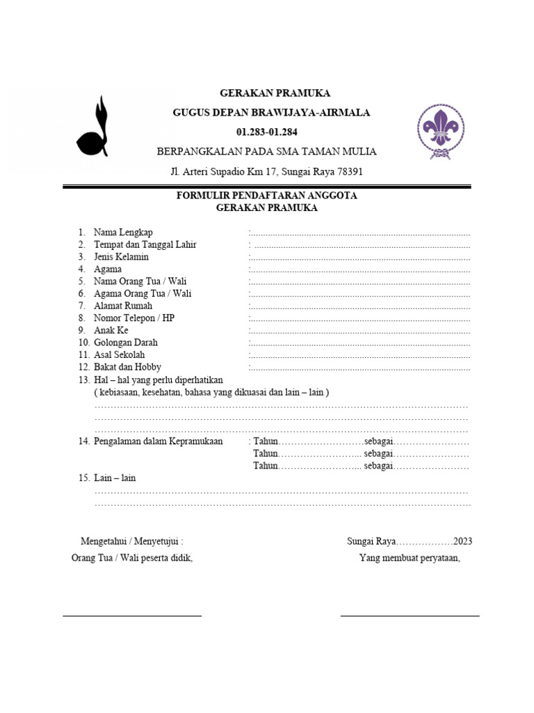 Formulir Pramuka | PDF | Olahraga & Rekreasi
