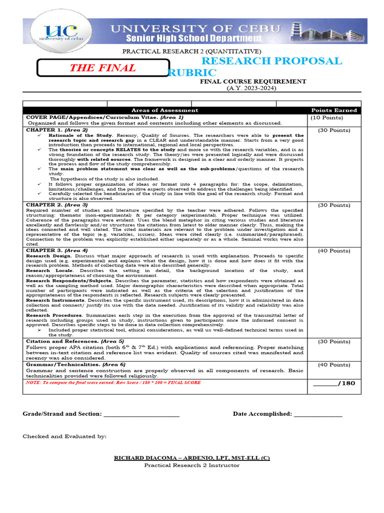 Research Proposal Rubric | Download Free PDF | Statistics | Data