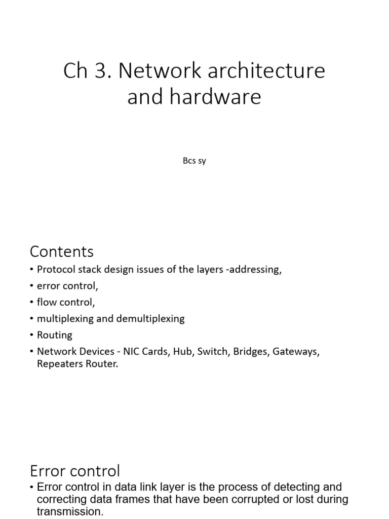 Bcs Sy Ch.3 Network Architecture and Hardware | PDF | Routing | Router (Computing)