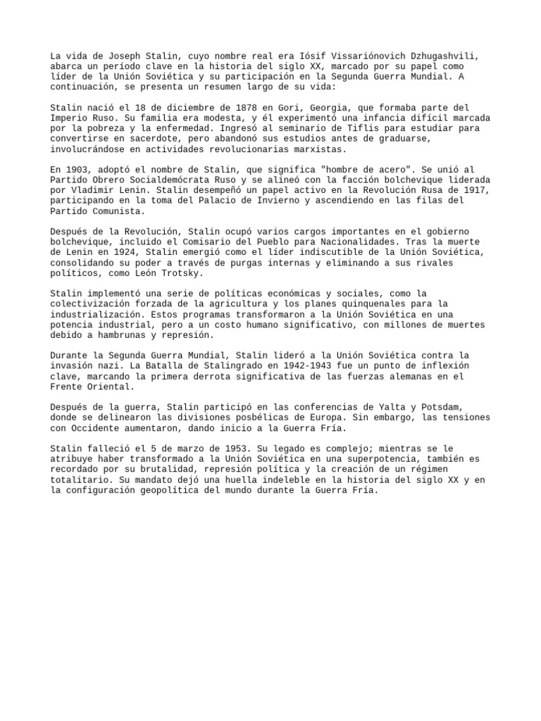 La Vida de Stalin | PDF | Joseph Stalin | Unión Soviética