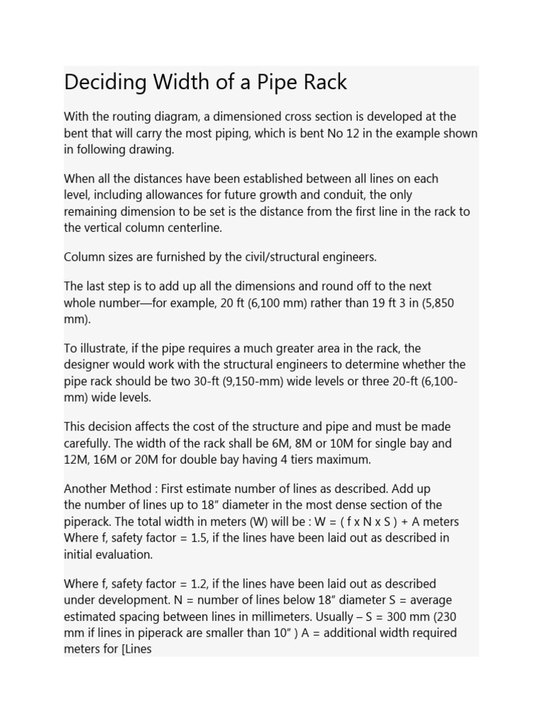 Deciding Width of A Pipe Rack | PDF
