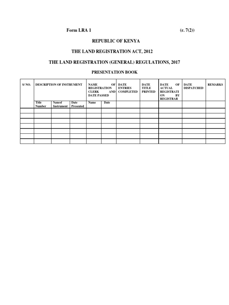 Form Lra 1 Presentation Book | PDF