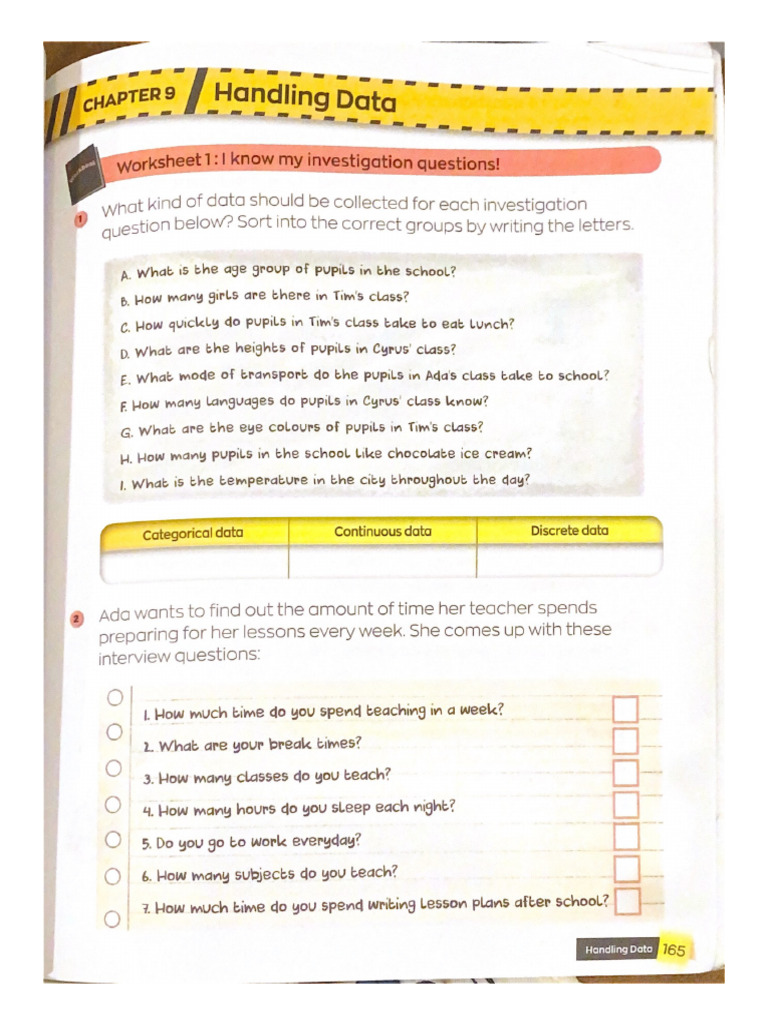 Handling Data Grade 6 Worksheet | PDF