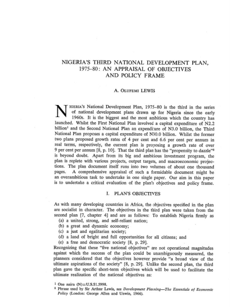 Nigeria's Third National Development Plan - Olufemi Lewis | PDF Nigeria's Third National Development Plan - Olufemi Lewis | PDF