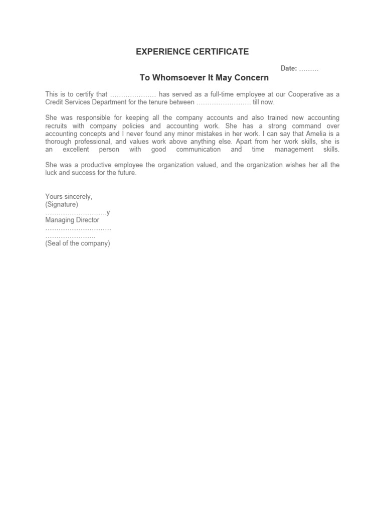 Experience Certificate | PDF