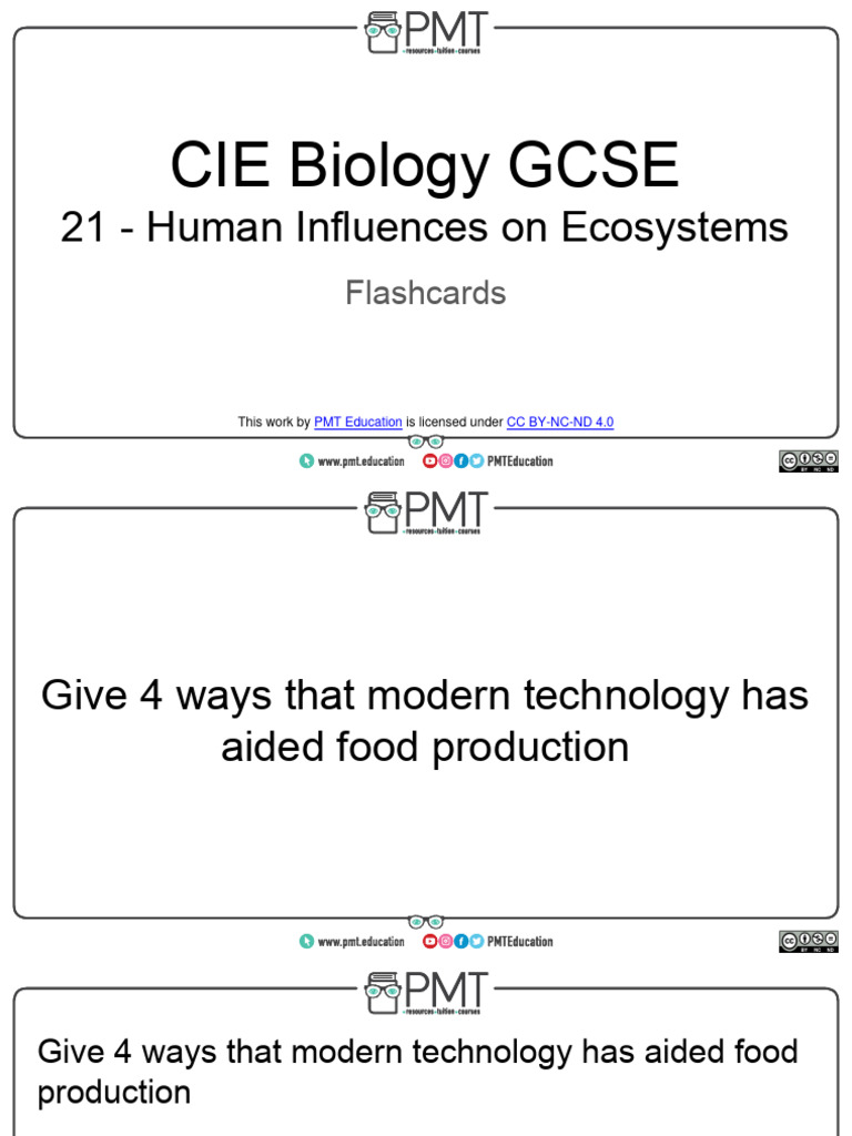 Flashcards - Topic 21 Human Influences On Ecosystems - CAIE Biology ...