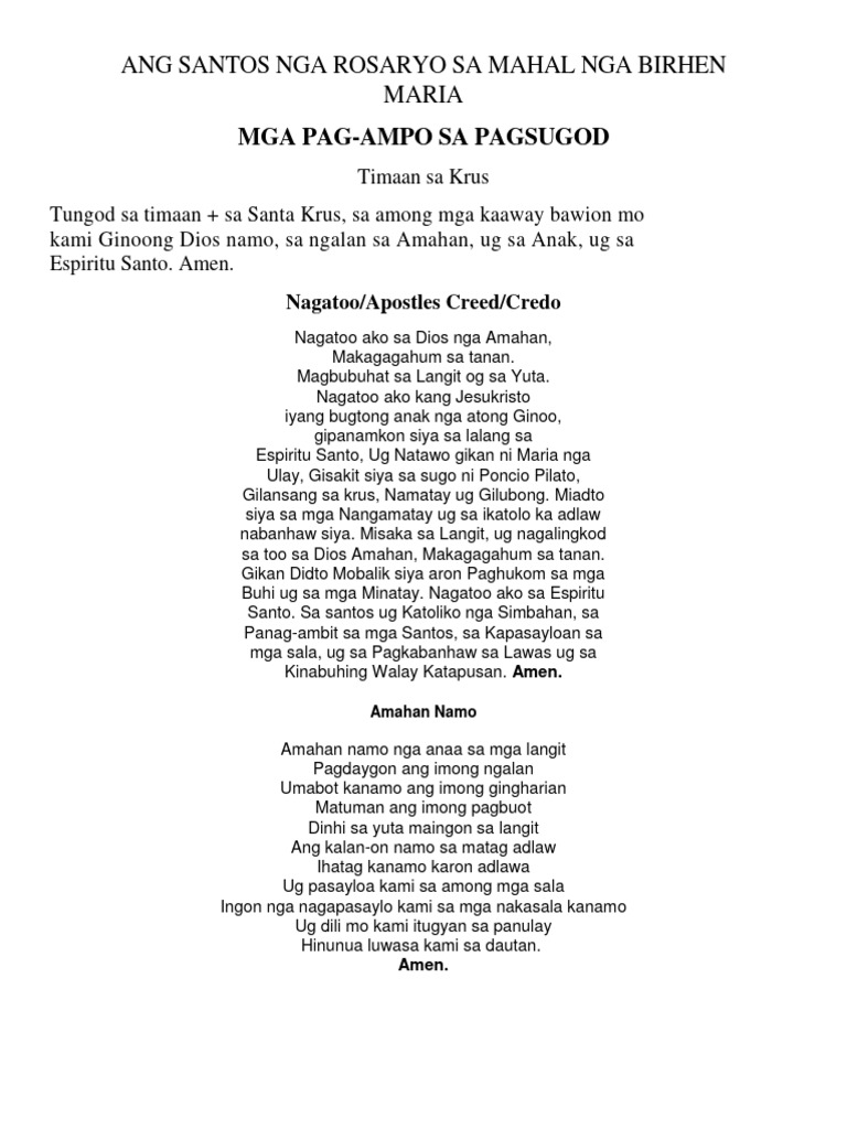 Ang Santos Nga Rosaryo Sa Mahal Nga Birhen | PDF