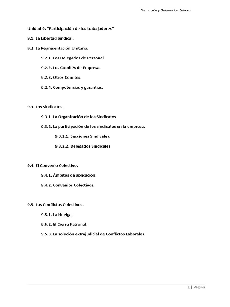 Tema 9 FOL Participación de Los Trabajadores y Convenios Colectivos | PDF | Sindicato | Derecho ...