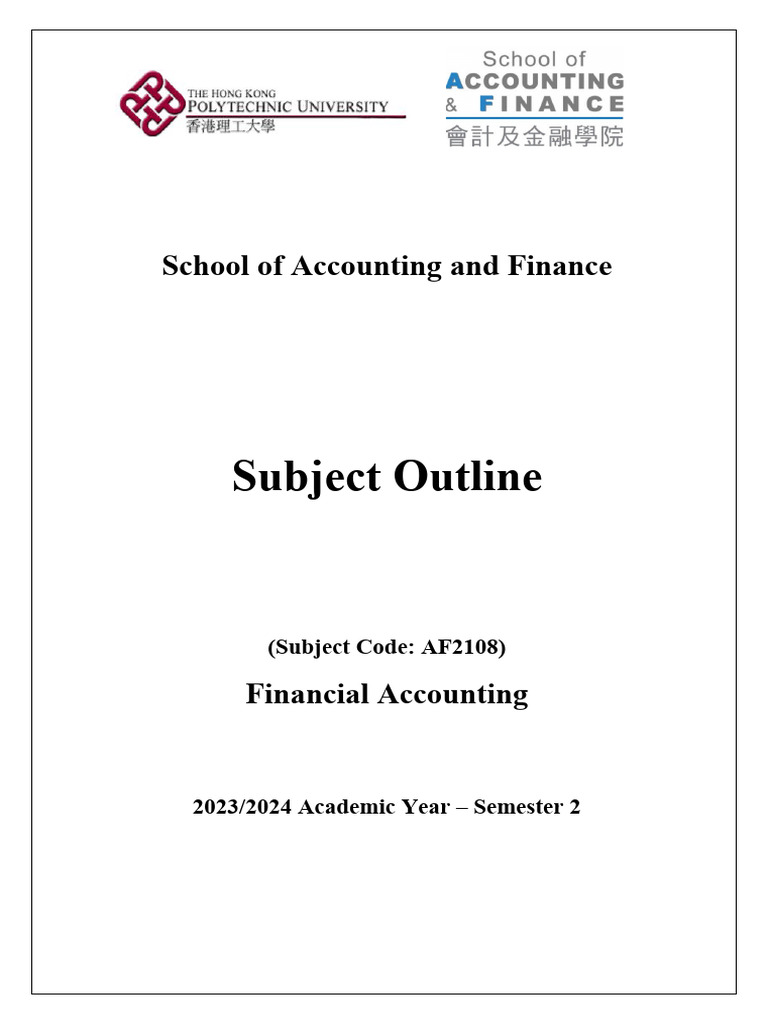 Financial Accounting Course Outline AF2108 | PDF | Accounting ...