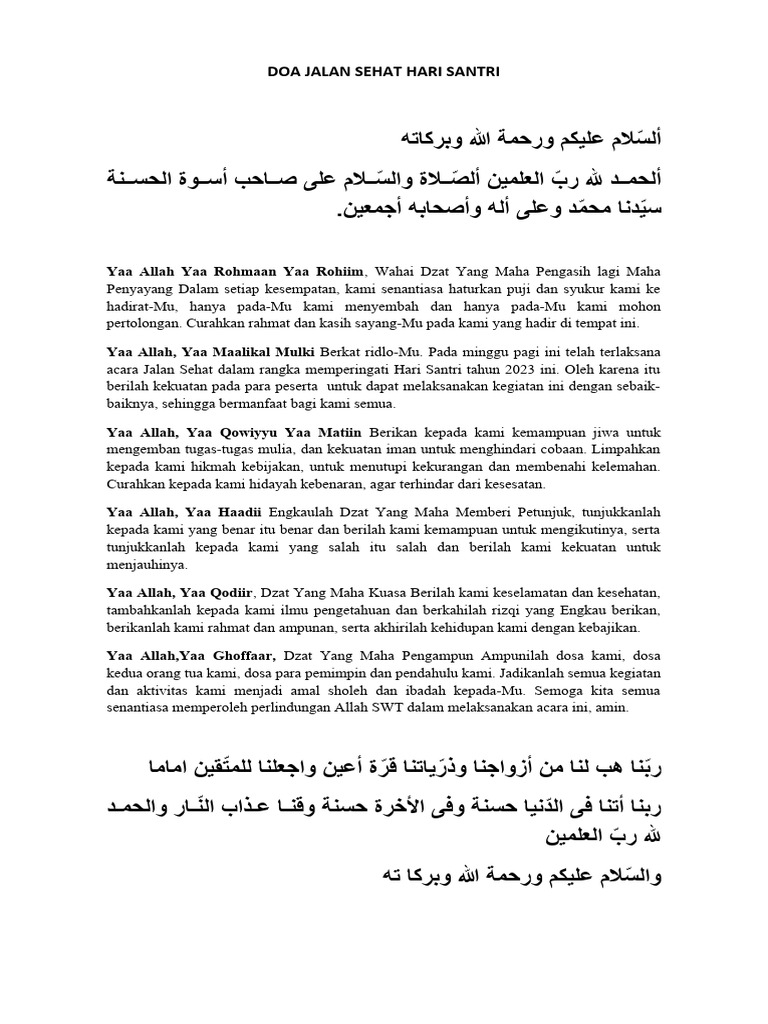 Doa Jalan Sehat | PDF | Agama & Spiritualitas | Gaya Hidup