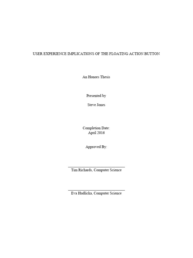 SteveJones Honors Thesis | PDF | Usability | User Experience