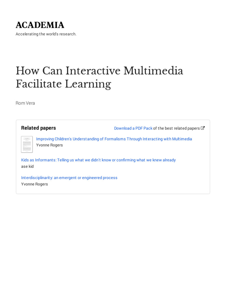 How Can Interactive Multimedia Affects Learning Pdf