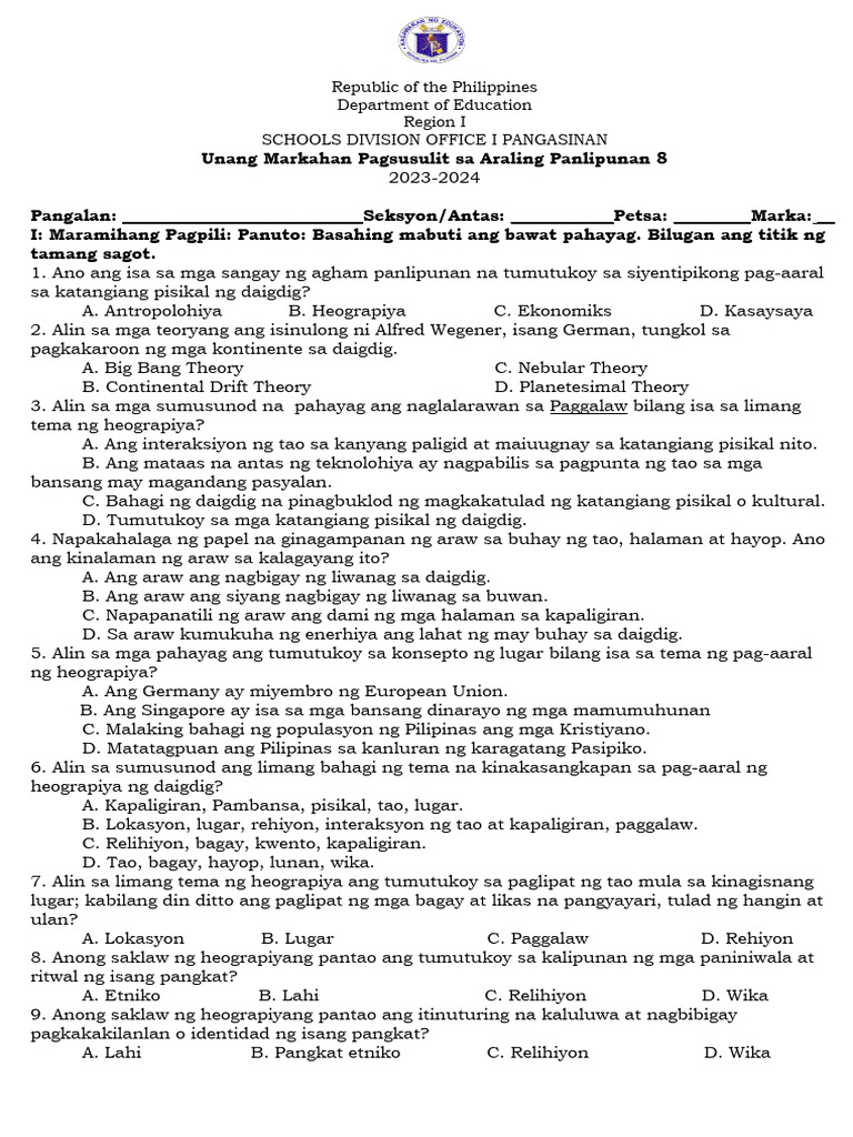 Aral Pan 8 TQ 1 | PDF