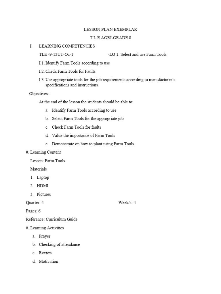 Lesson Plan Exemplar 1 | PDF