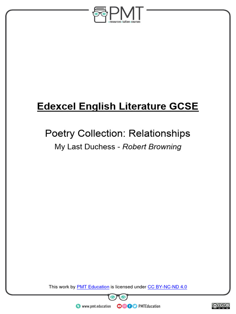 My Last Duchess Revision Notes | PDF | Poetry