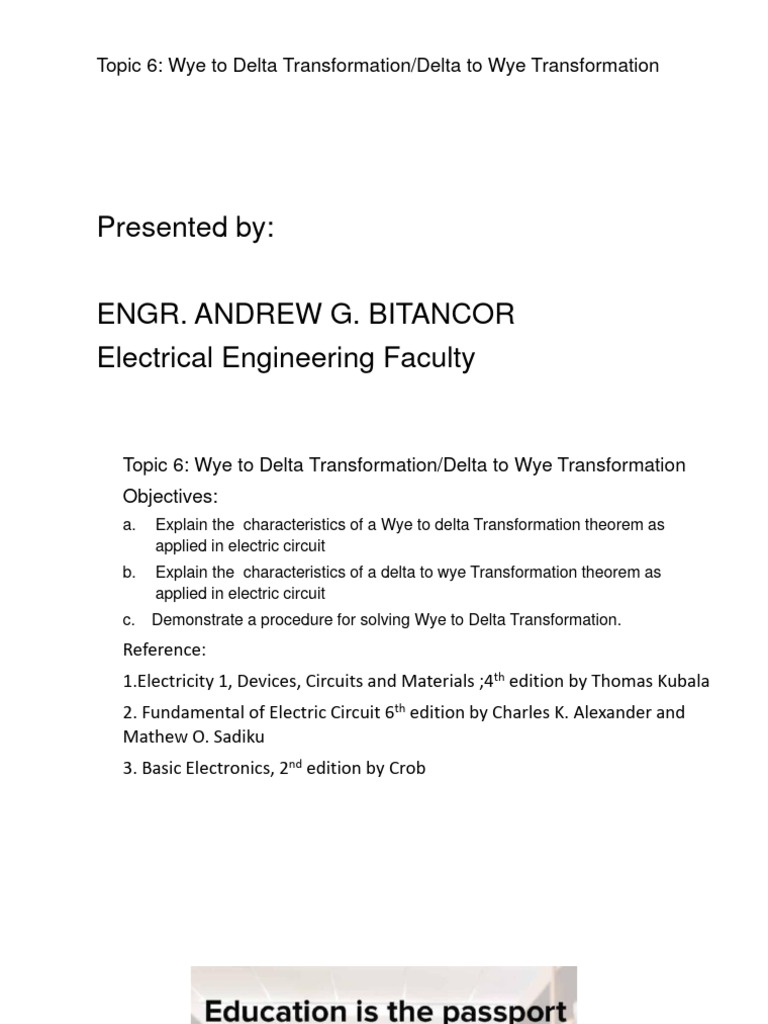 TOPIC 6 Delta Wye Circuit 1 | PDF | Electrical Network | Electrical ...