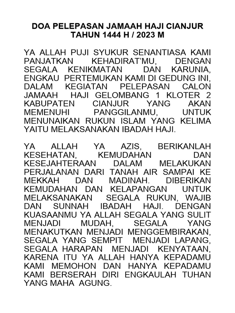 Doa Pelepasan Jamaah Haji 2 - PDF | PDF
