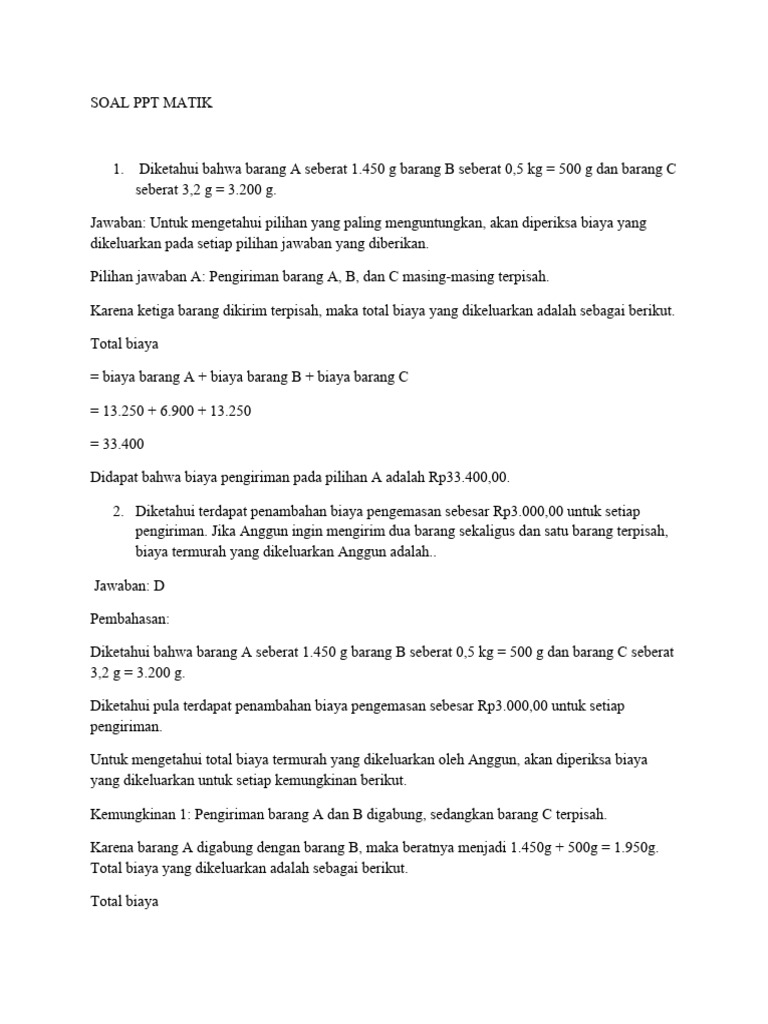 Soal PPT Matik | PDF