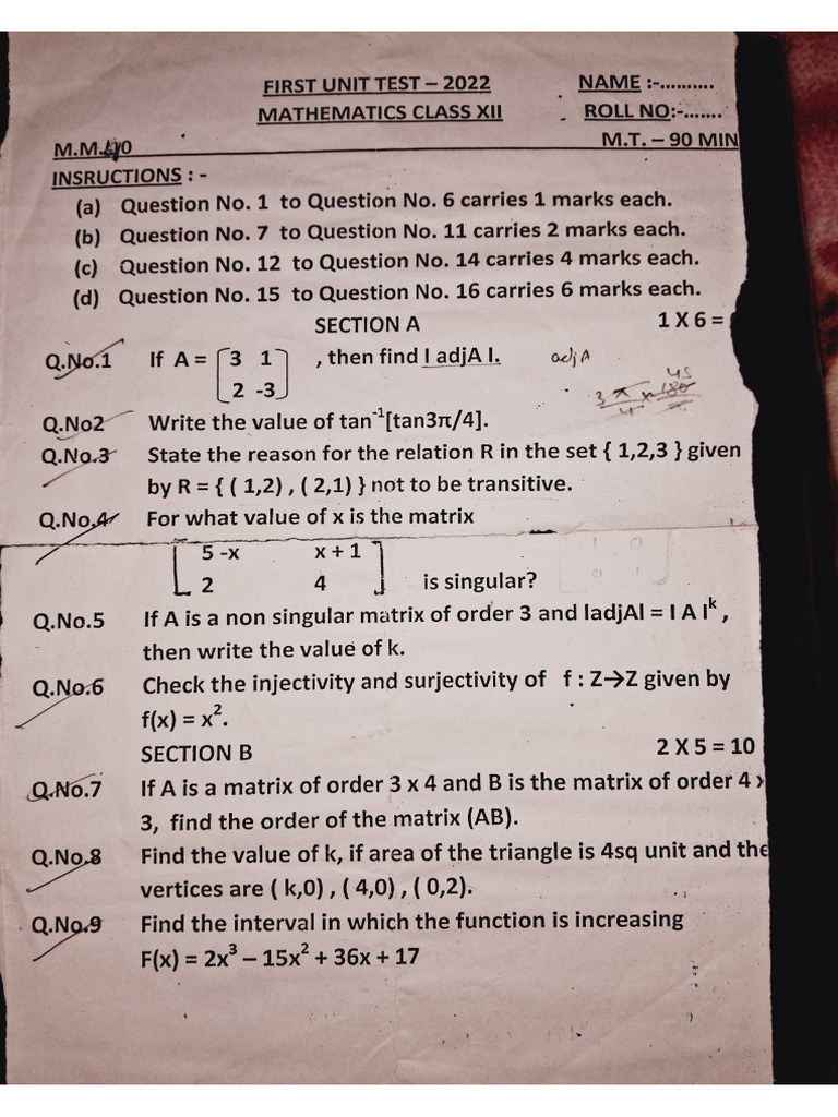Mathematics Class12 Questions | PDF