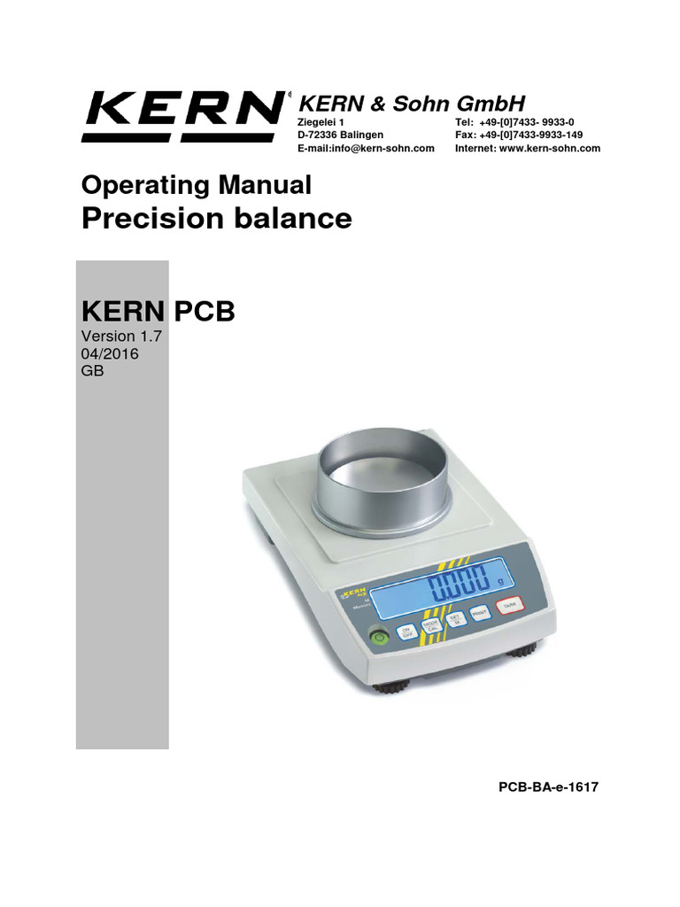Kern Balances Portable PCB Manual | PDF | Weighing Scale | Weight