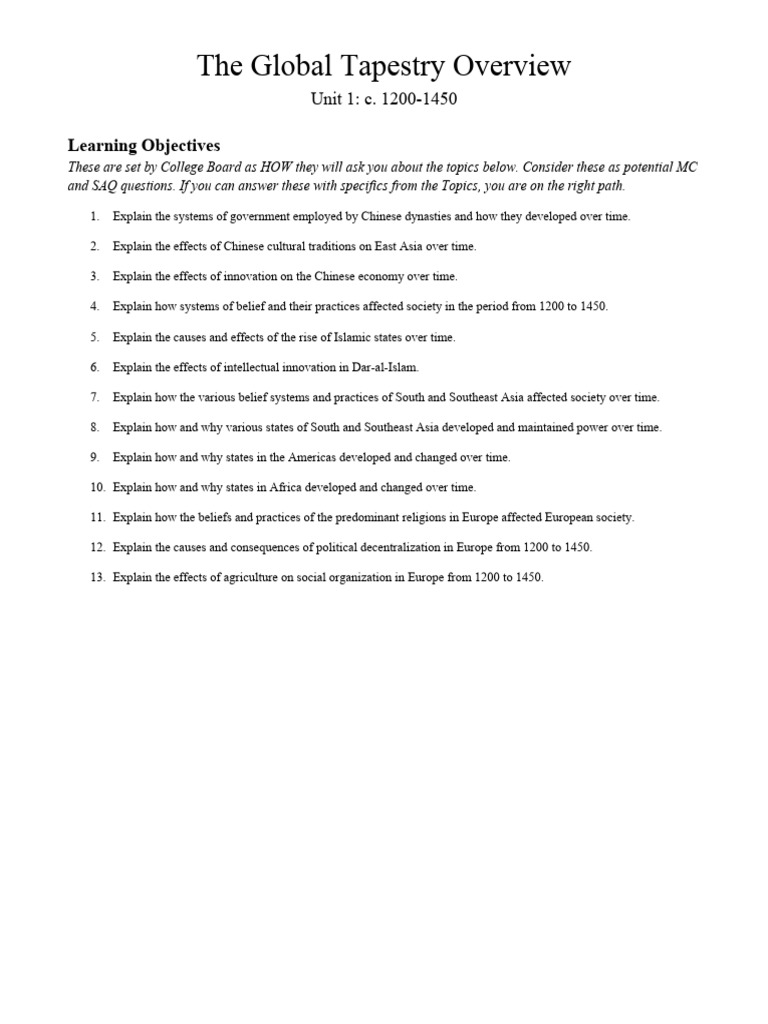 WHAP Unit 1 Overview | PDF