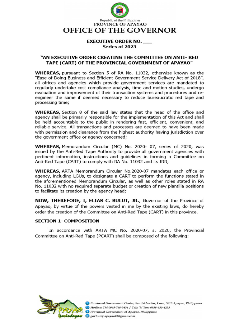 Exec Order On PCART | PDF | Justice | Crime & Violence