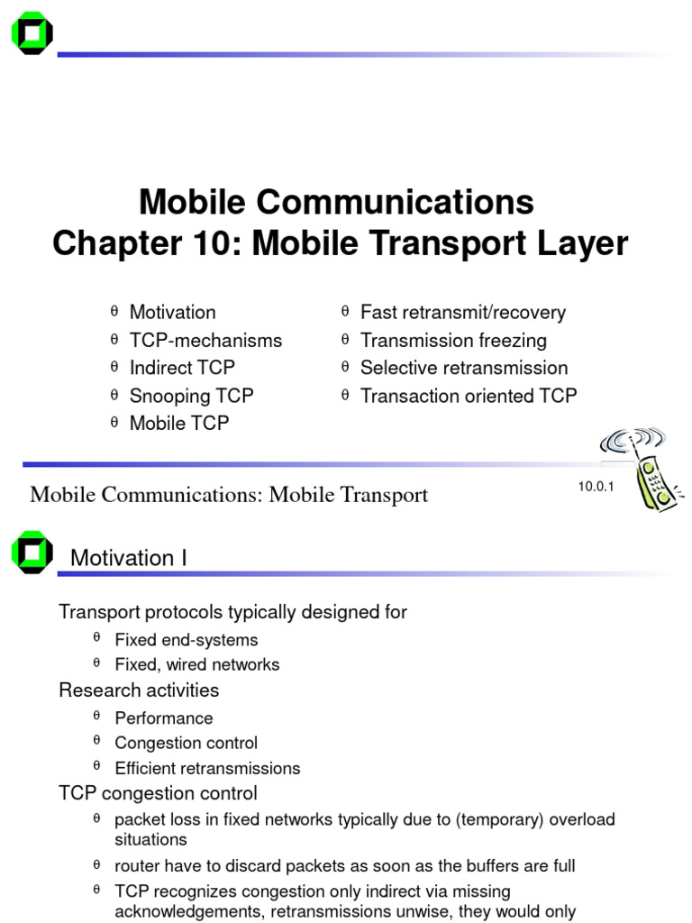 Mobile Transport layer | PDF | Transmission Control Protocol | Network Congestion