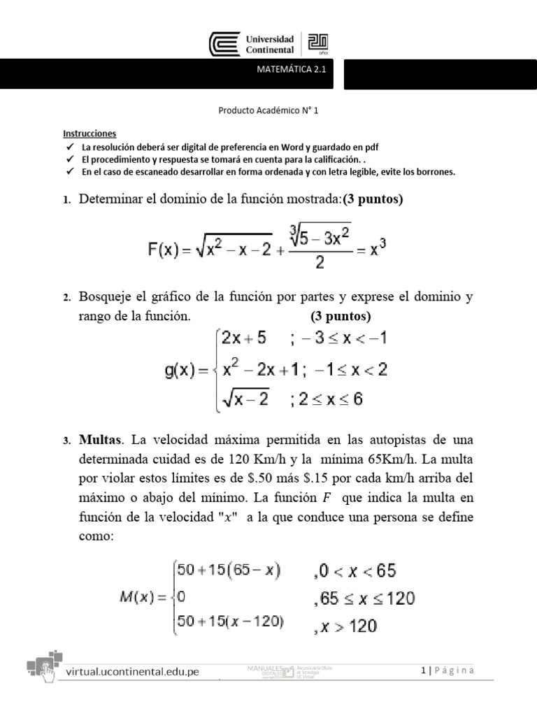 Producto Académico N1-Mate2.1 | PDF | Función (Matemáticas)