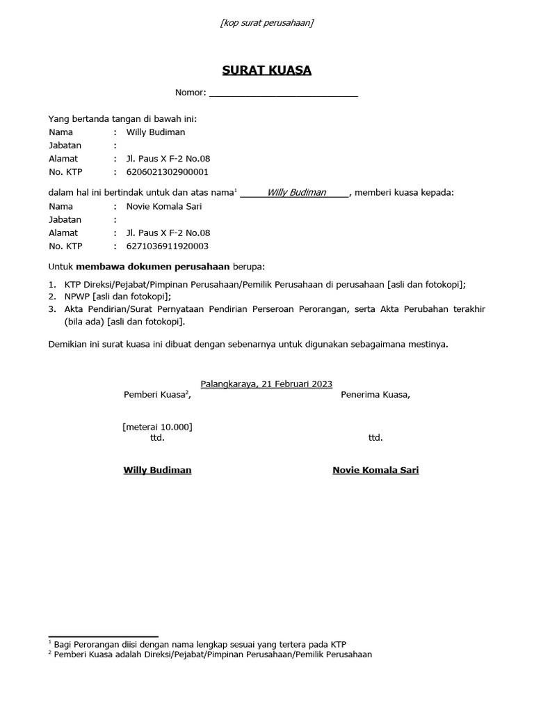 Template Surat Kuasa - DOC-002-001 - 20220322 | PDF