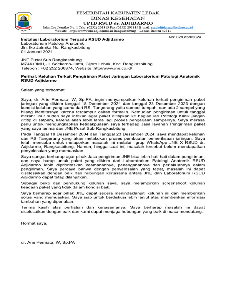 Surat Komplain | PDF