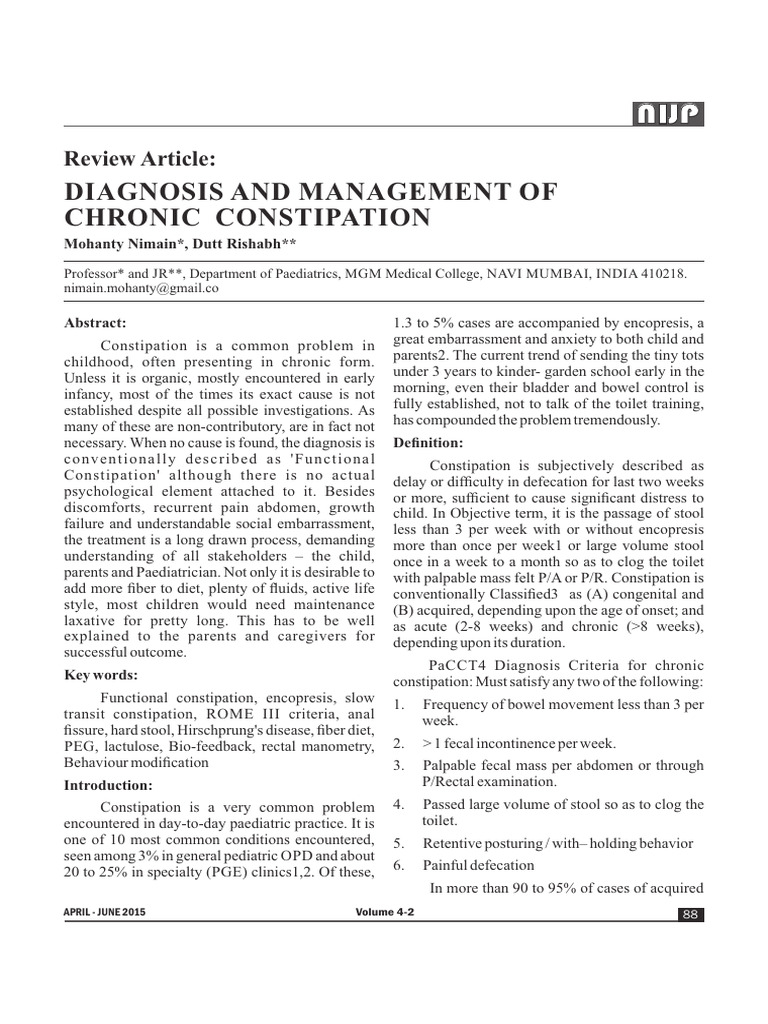Diagnostic and Management Constipation | PDF