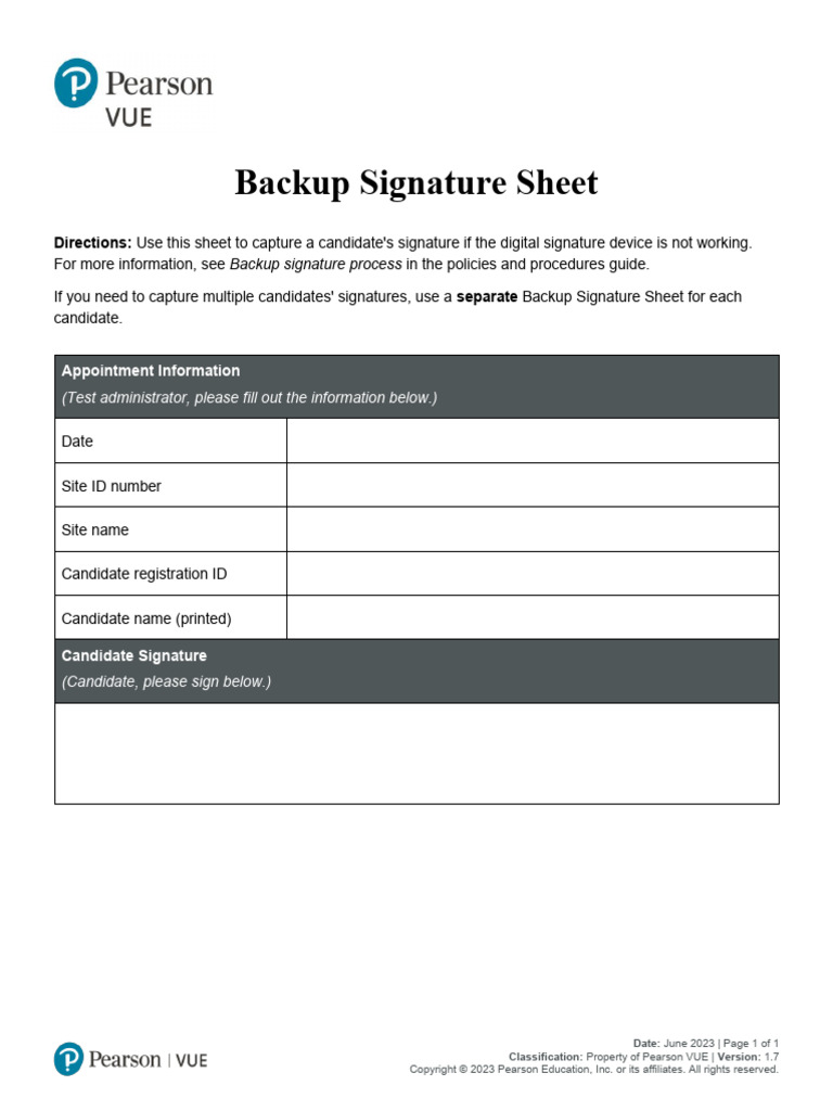 Backup Signature Sheet | PDF | Business