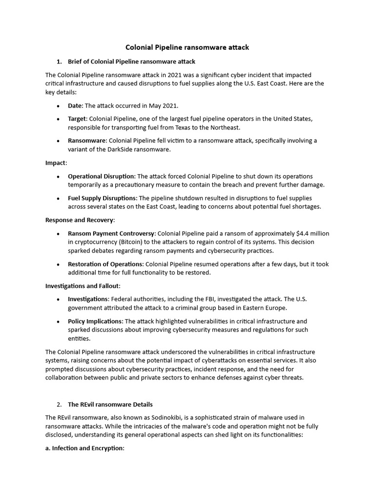 Colonial Pipeline Ransomware Attack 2021 11122023 053758pm | PDF ...