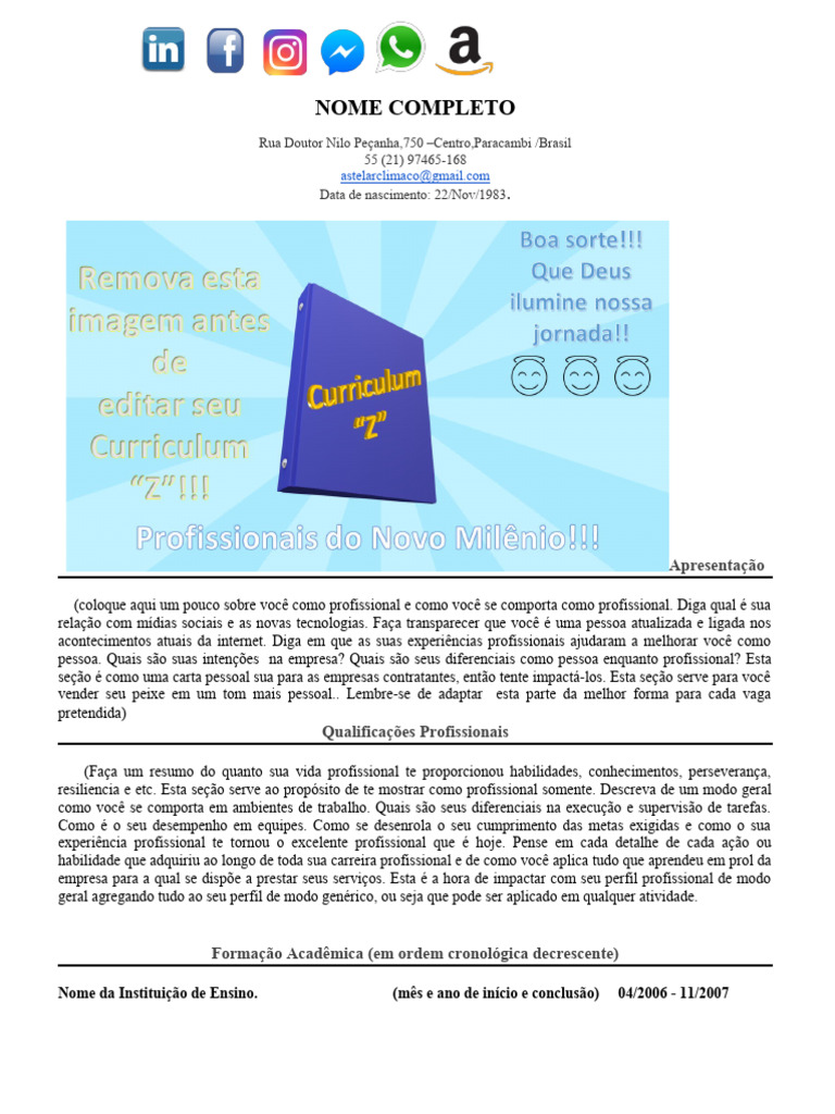 Modelo Com Links de Curriculum Z | PDF