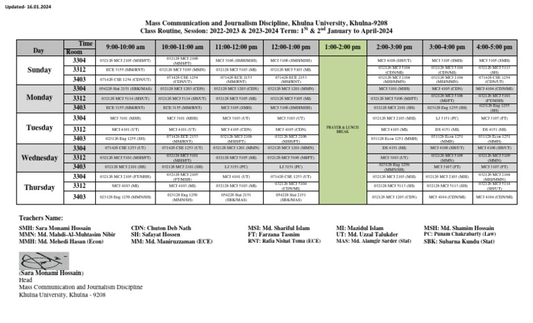 MCJ - Routine - 1st Term 16 - 01 - 2024 | PDF