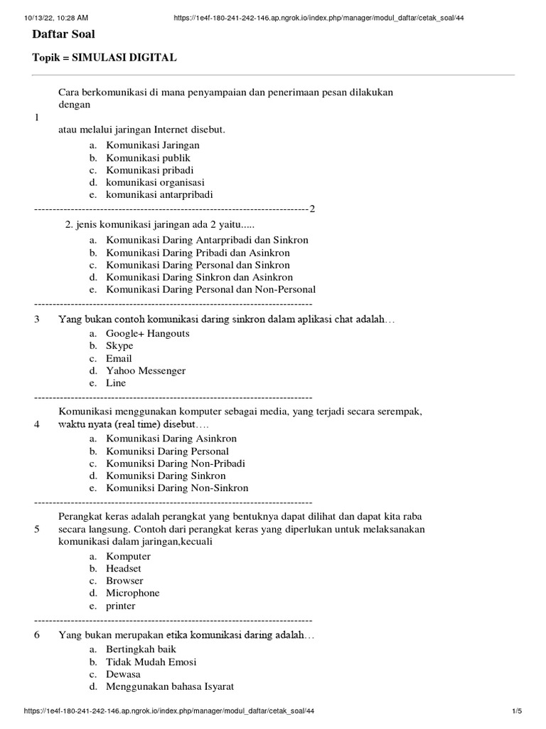 Soal Simdig Kelas X | PDF | Komputer