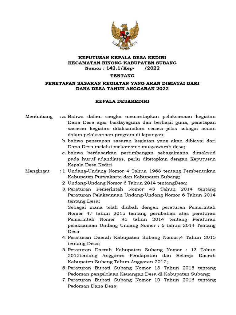 SK Penetapan Add Dan SK TPD TPKD | PDF