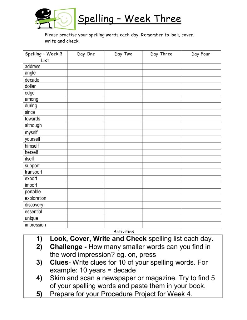 Spelling Week 3 | PDF