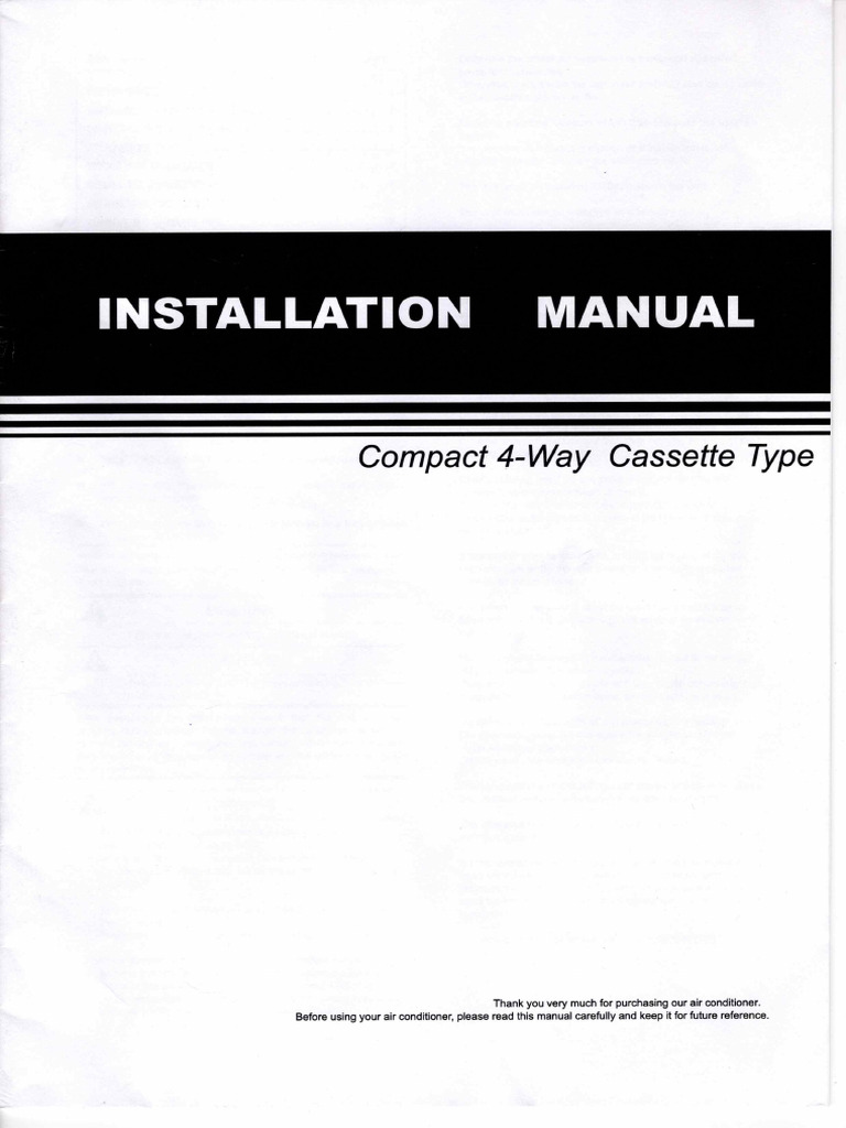 Compact 4-Way Cassette Type Installation Manual | PDF