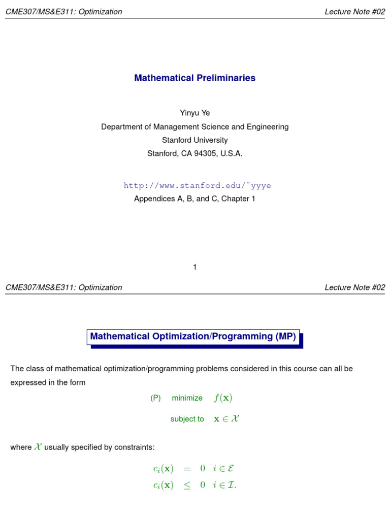 Lecture 02 | PDF | Mathematical Optimization | Mathematical Objects