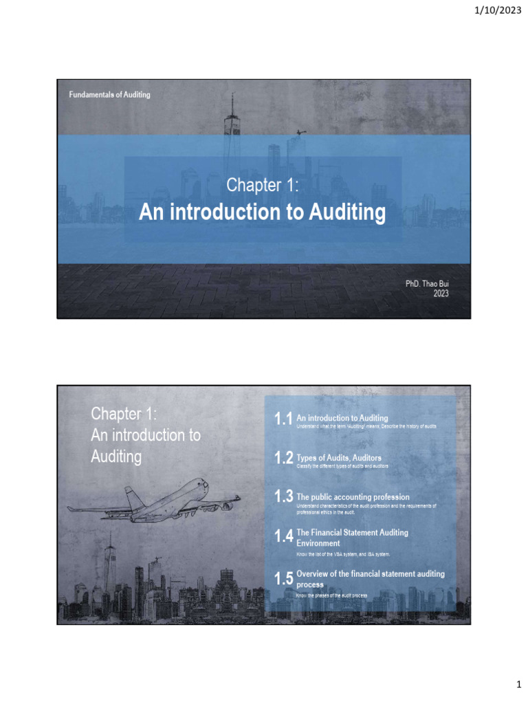 Chap 1 - An Introduction To Auditing | PDF | Audit | Financial Audit