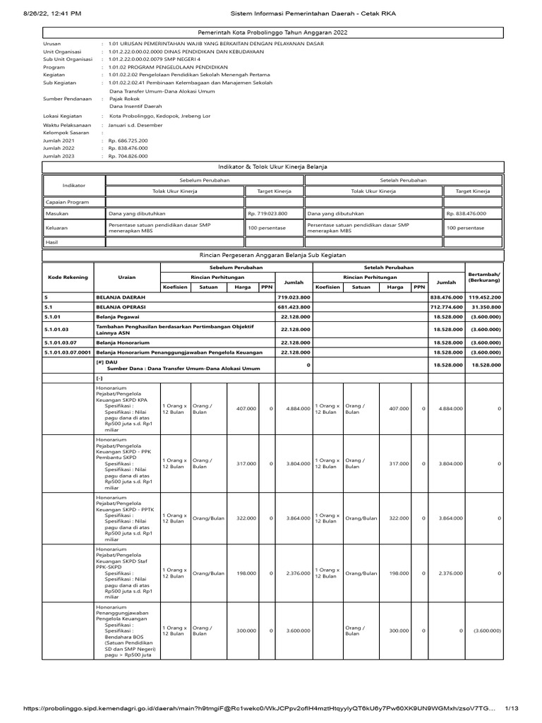 Bosda SMPN 4 Dpa Perubahan 3 | PDF