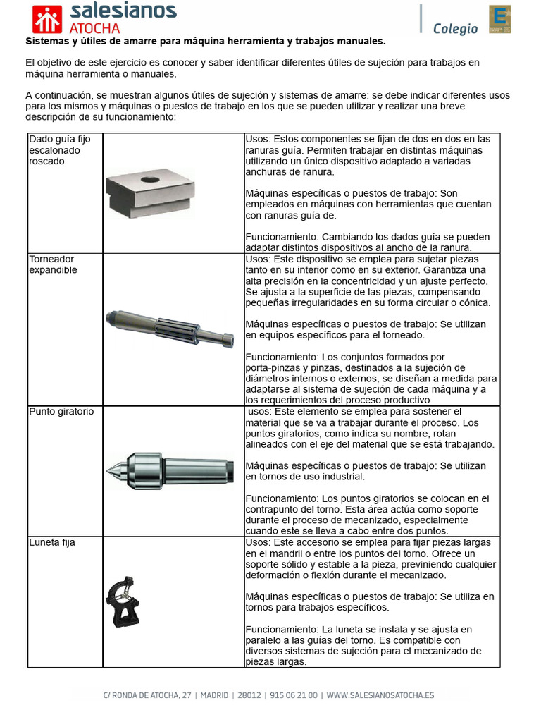 Elementos de Sujeción | PDF | Herramienta de máquina | Mecanizado