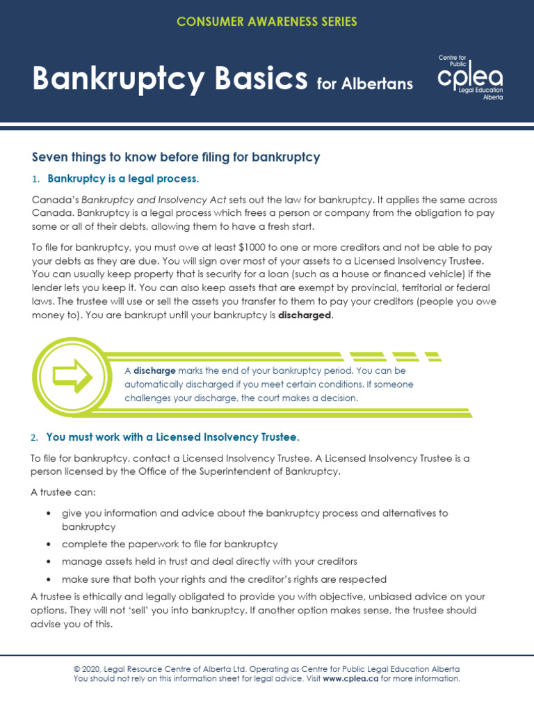 Bankruptcy Basics | PDF | Bankruptcy | Finance & Money Management